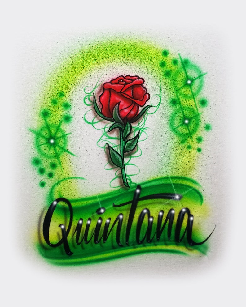 Airbrushed Rose Design Shirt With Personalized Name of Your Choice - Etsy