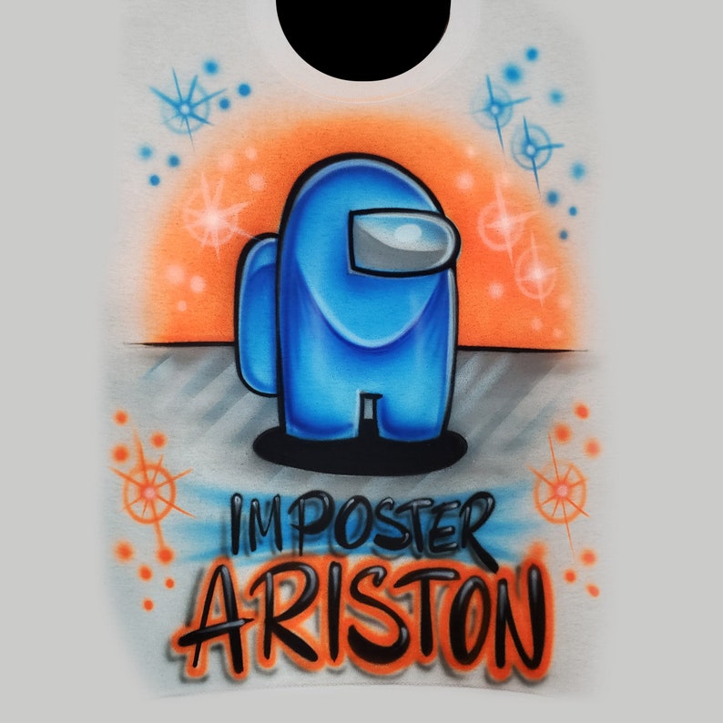 Airbrushed Among Us Design Shirt With Personalized Lettering - Etsy