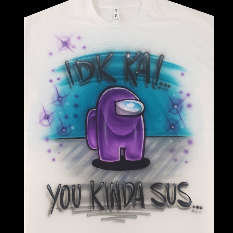Airbrushed Among Us Design Shirt With Personalized Lettering - Etsy