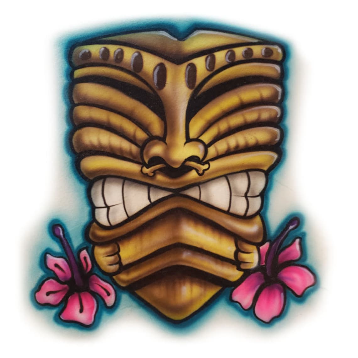 Airbrushed Tiki Design Shirt With Personalized Name of Your - Etsy