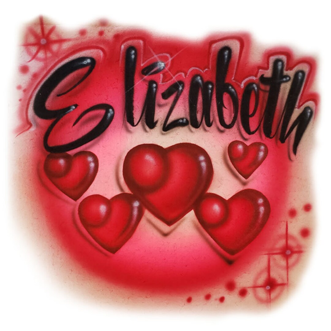 Airbrushed Multiple Hearts Design Shirt With Personalized Name of Your ...