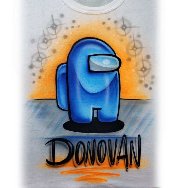Airbrushed Among Us Design Shirt With Personalized Lettering - Etsy