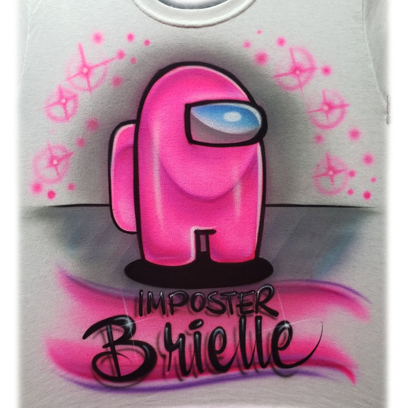 Airbrushed Among Us Design Shirt With Personalized Lettering - Etsy