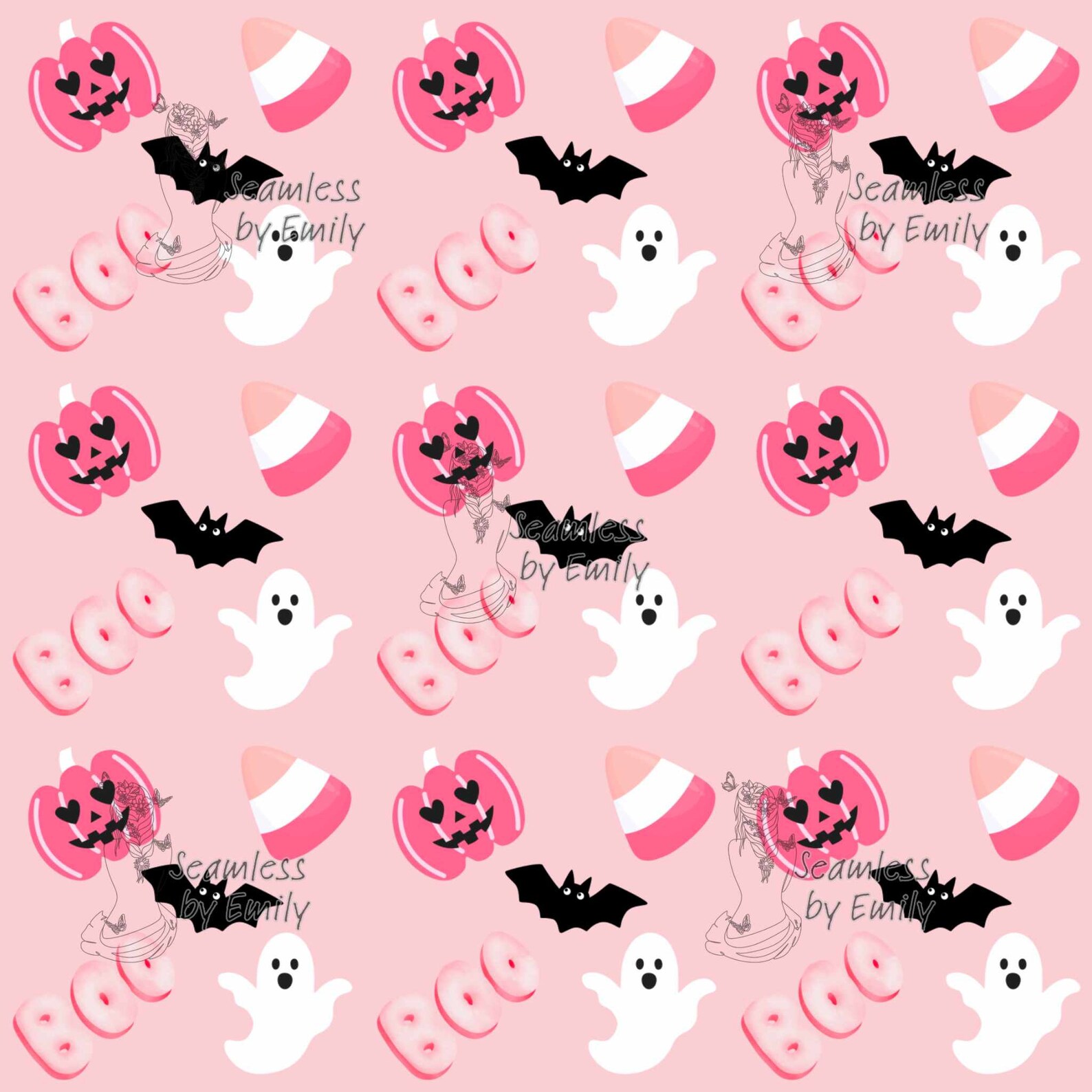 Pink Halloween Seamless File - Etsy