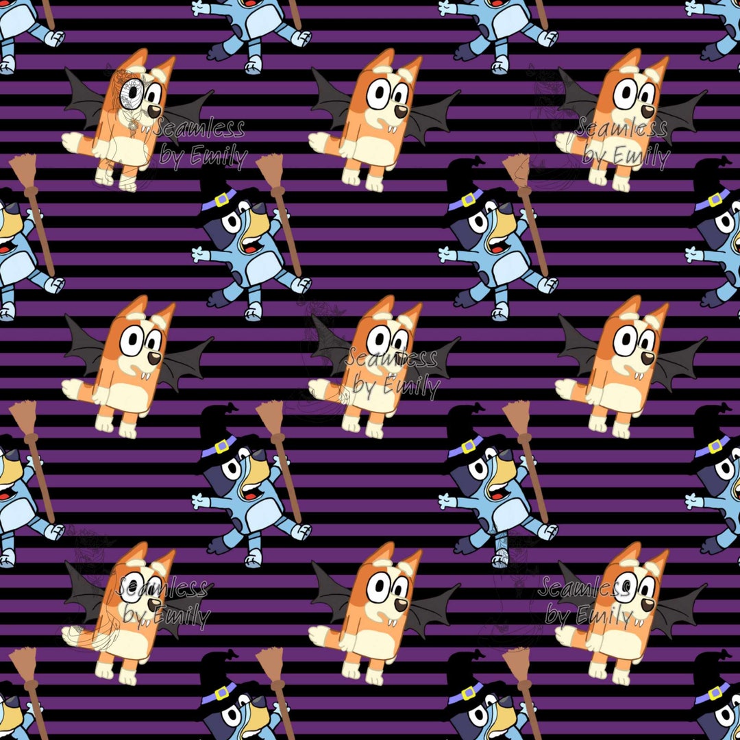 Hand-drawn Bluey Halloween Seamless File & PNG - Etsy
