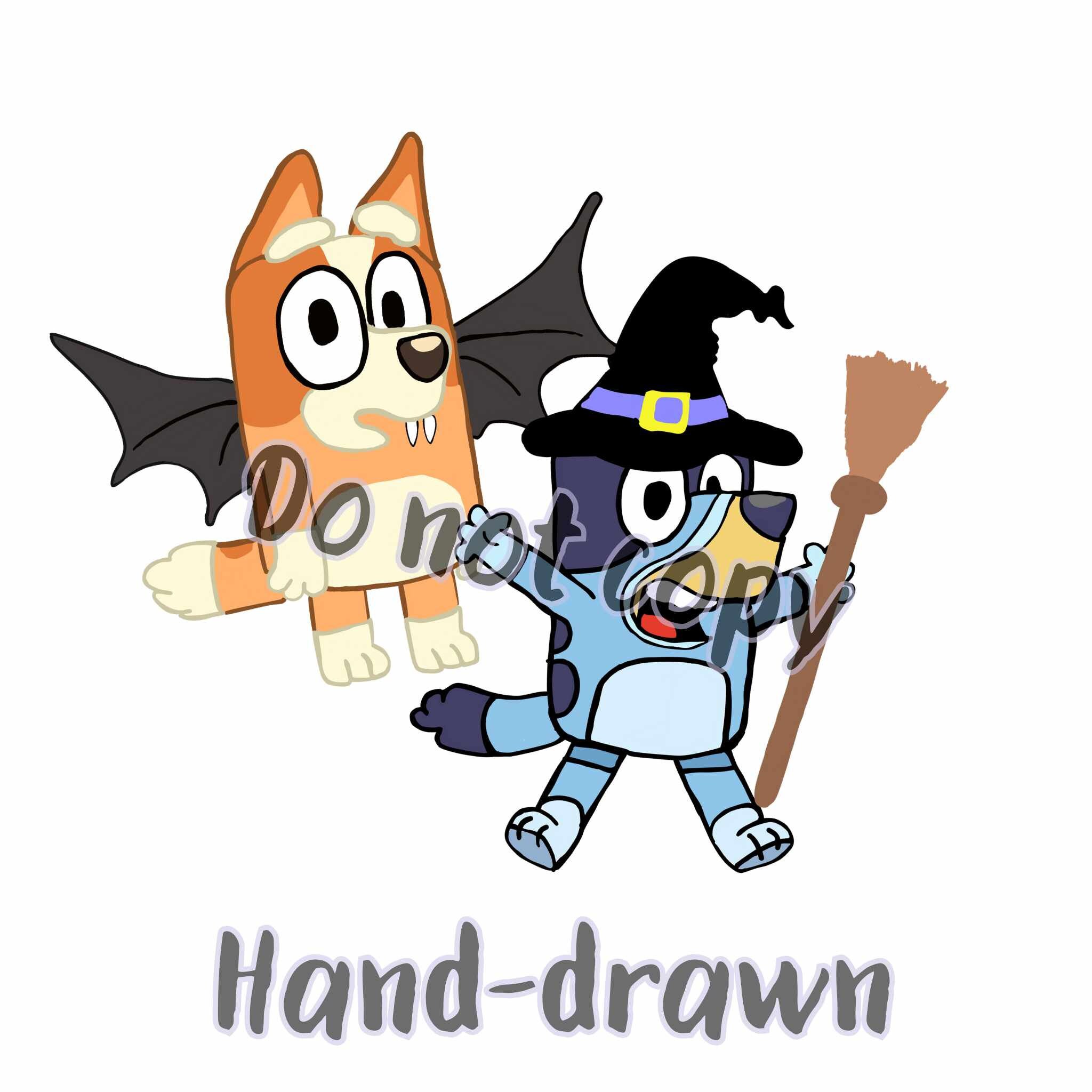 Hand-drawn Bluey Halloween Seamless File & PNG - Etsy