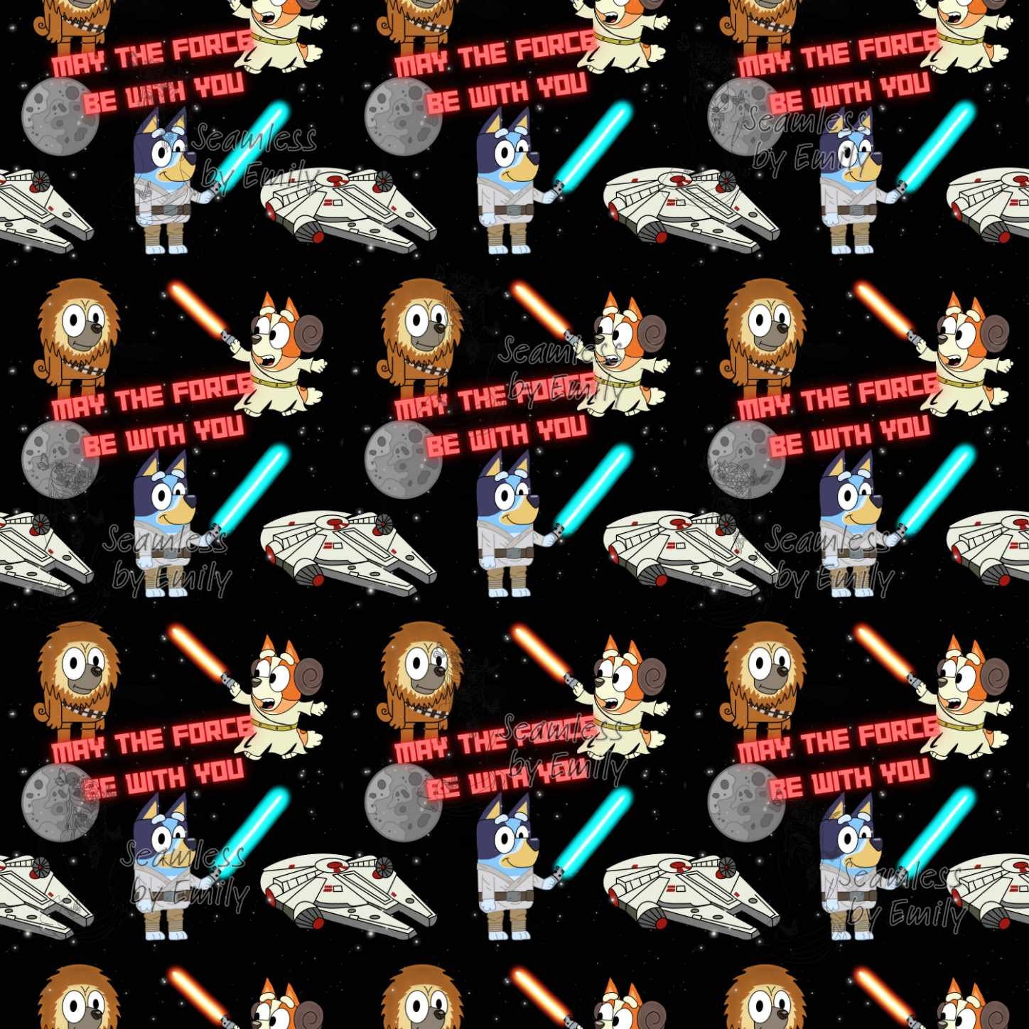Bluey Star Wars Seamless File - Etsy