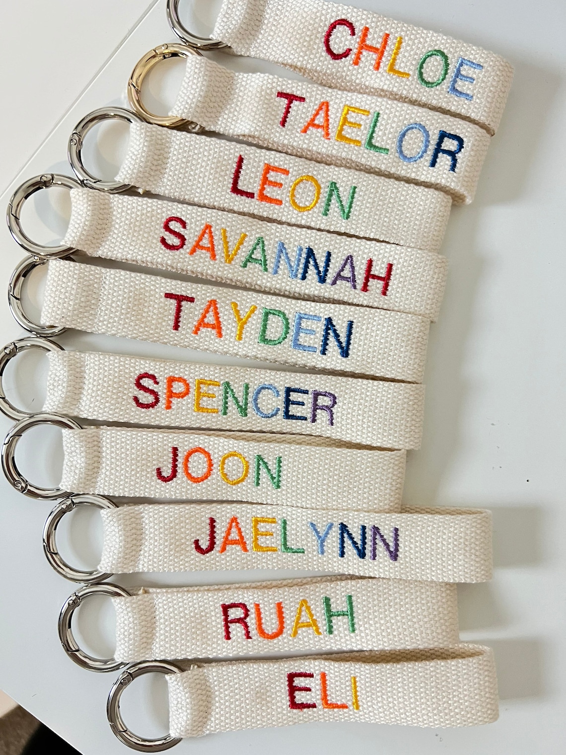 Personalized Name Tag, Bag Tag, Key Chain, Rainbow Embroidery, Gift ...