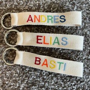 Personalized Name Tag, Bag Tag, Key Chain, Rainbow Embroidery, Gift ...