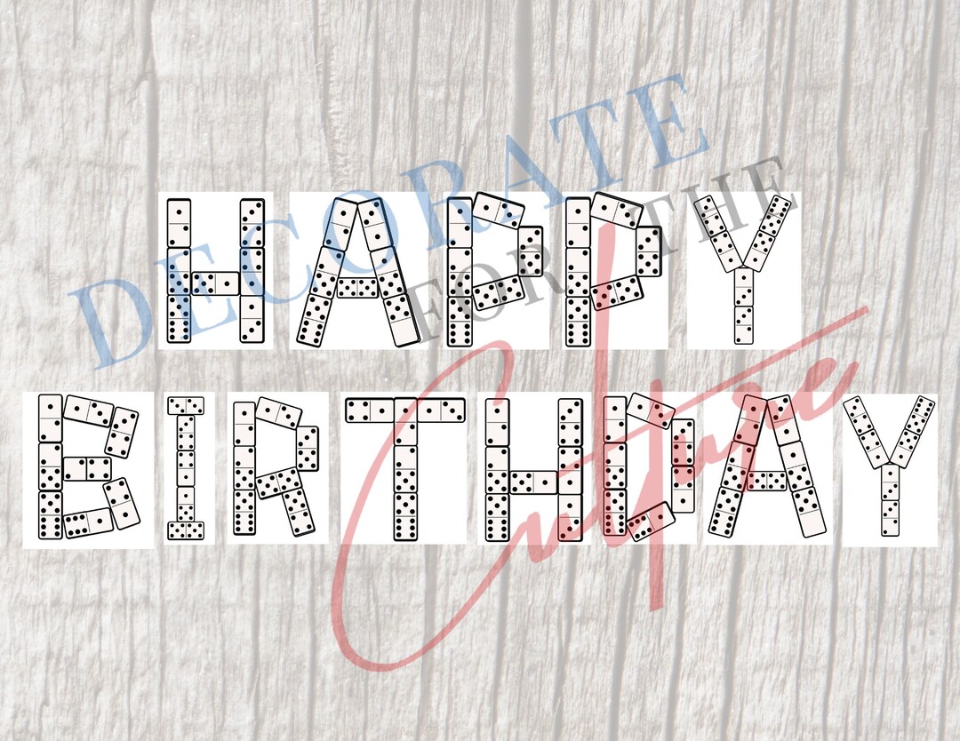 Dominoes Happy Birthday Banner, ENGLISH and SPANISH Digital Instant ...