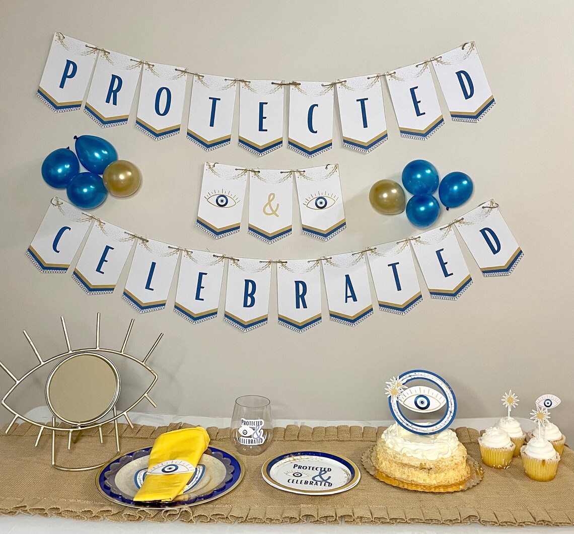 Evil Eye Party Banner, Evil Eye Banner Digital Download, English ...