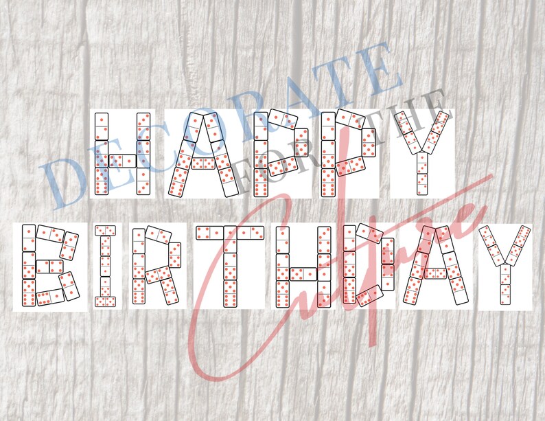 Dominoes Happy Birthday Banner ENGLISH and SPANISH Digital - Etsy