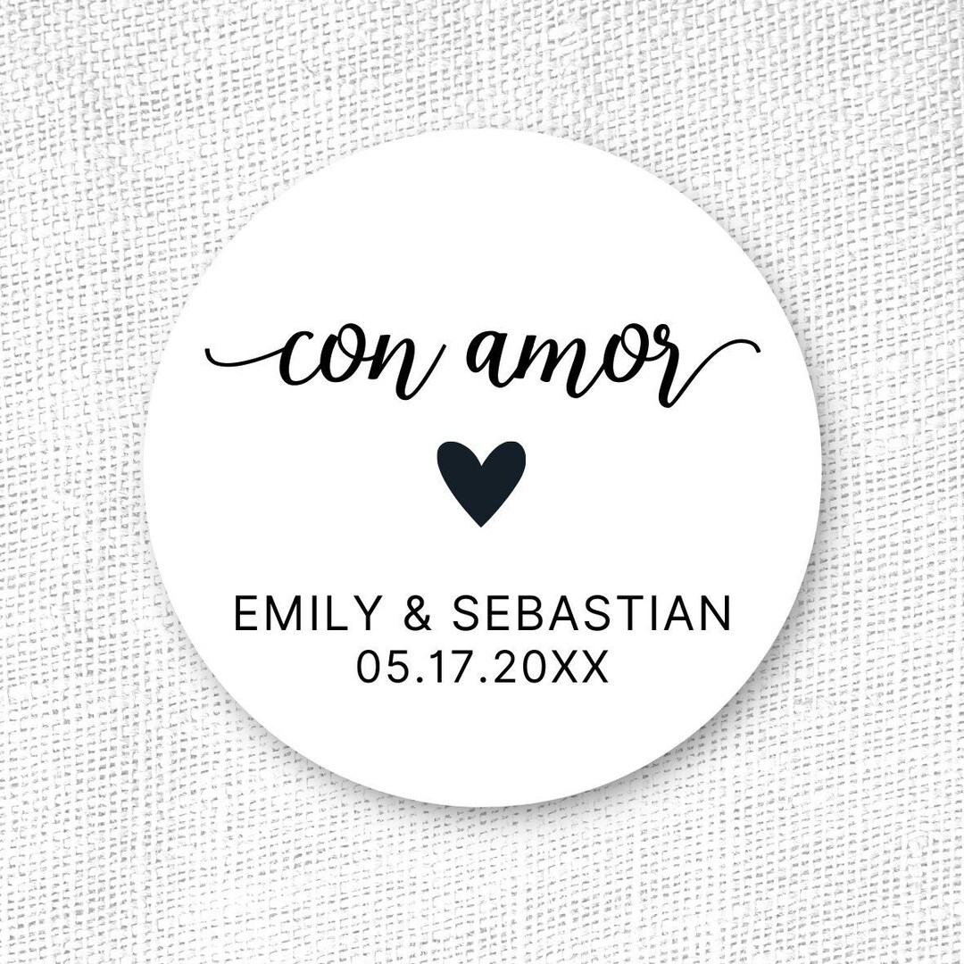 Wedding Sticker, Con Amor, With Love Sticker, Personalized Wedding ...