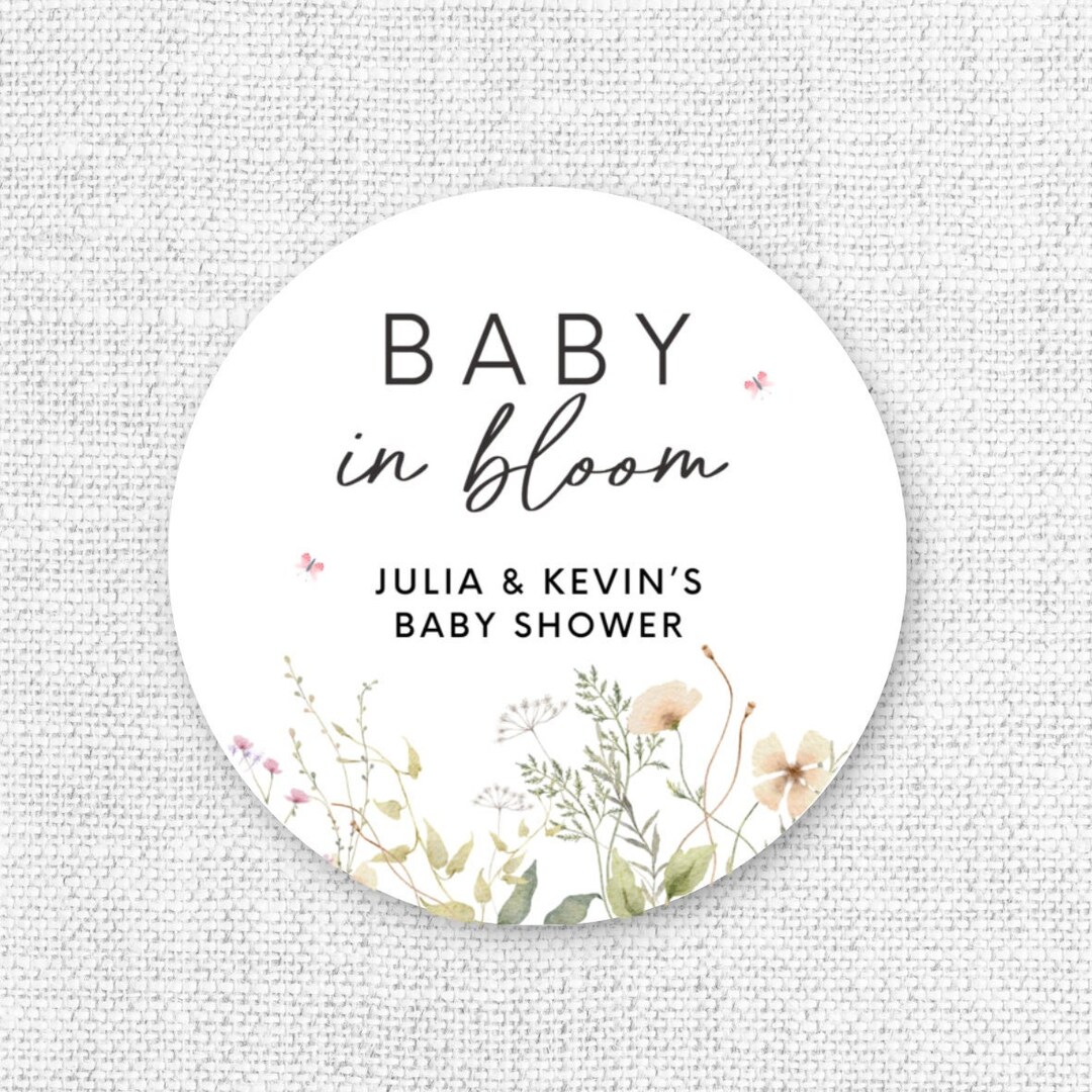 Baby in Bloom Sticker, Baby in Bloom Label, Baby Shower Sticker, Baby ...