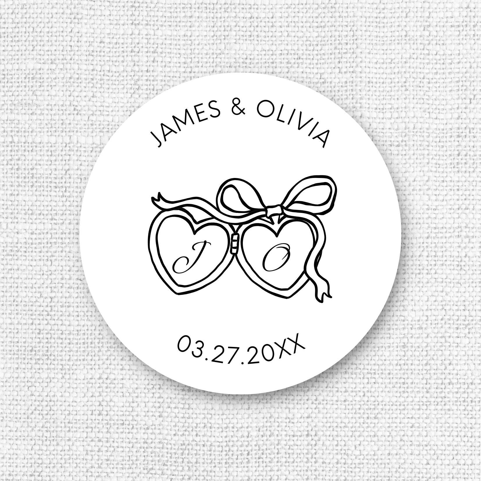 Personalized Heart Locket Sticker, Heart Locket Sticker, Bridal Shower ...