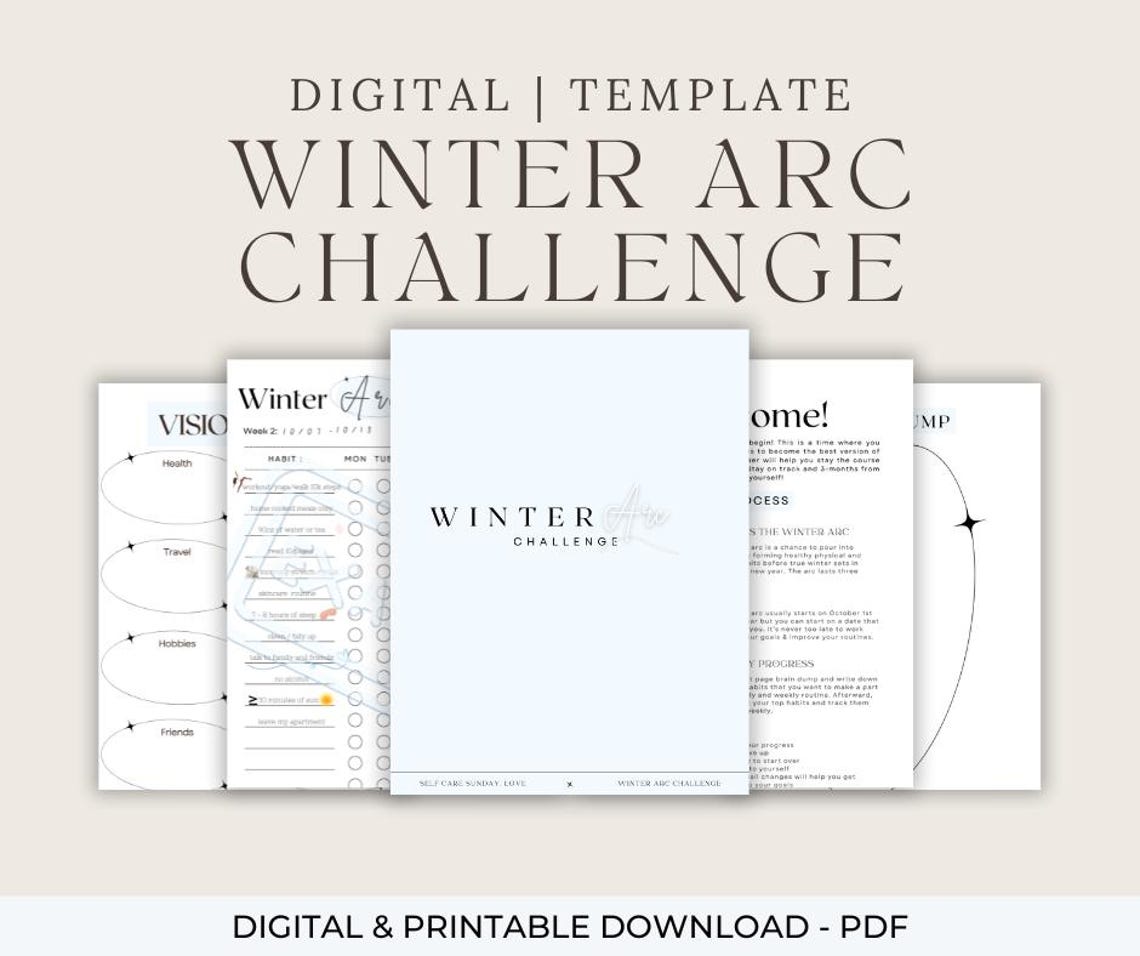 Winter Arc Challenge - Weekly/monthly - Blue Aesthetic Habit Tracker ...