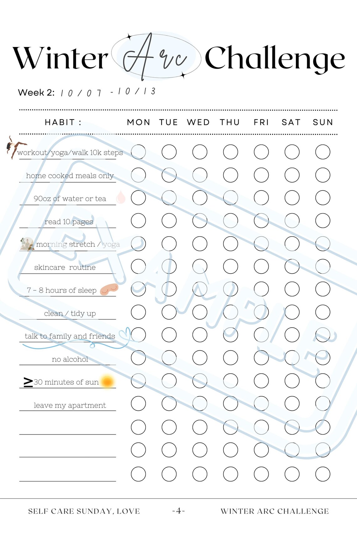 Winter Arc Challenge - Weekly/monthly - Blue Aesthetic Habit Tracker ...