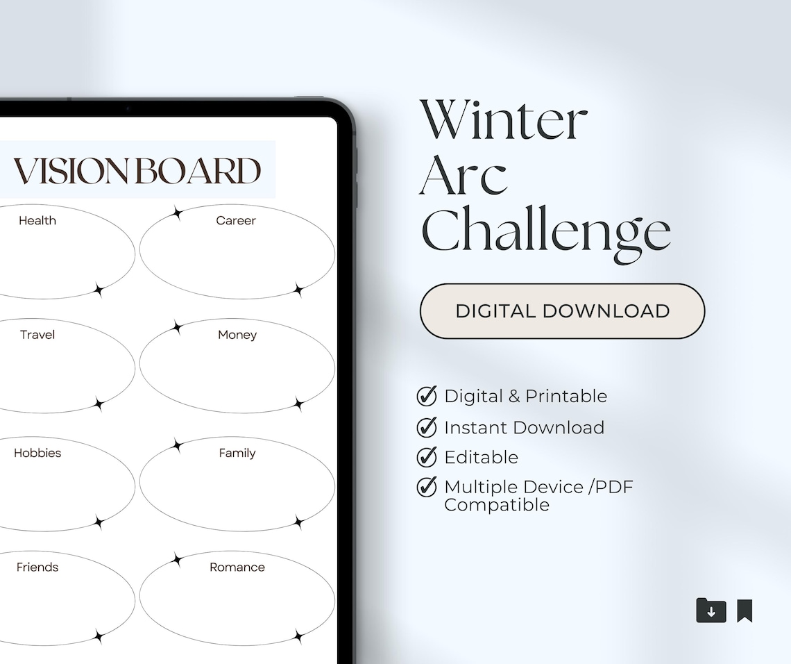 Winter Arc Challenge - Weekly/monthly - Blue Aesthetic Habit Tracker ...