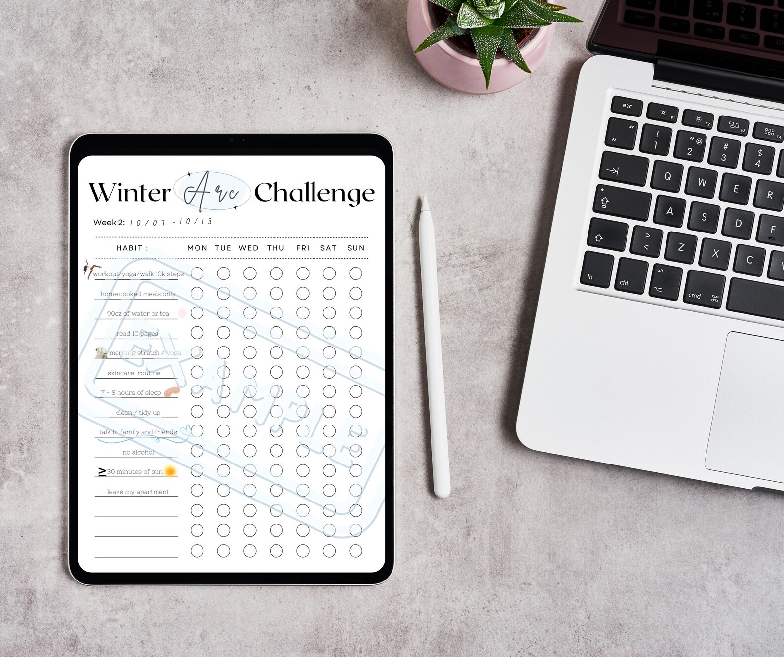 Winter Arc Challenge - Weekly/monthly - Blue Aesthetic Habit Tracker ...