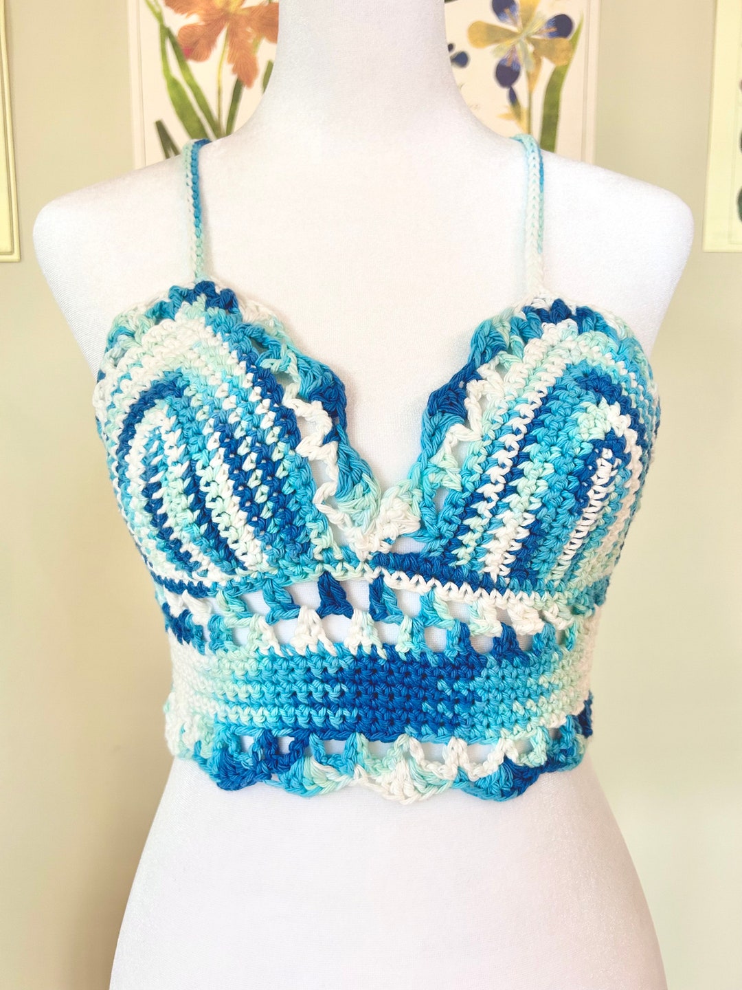 Blueberry Creamsicle Ariel Crochet Top 100% Cotton - Etsy