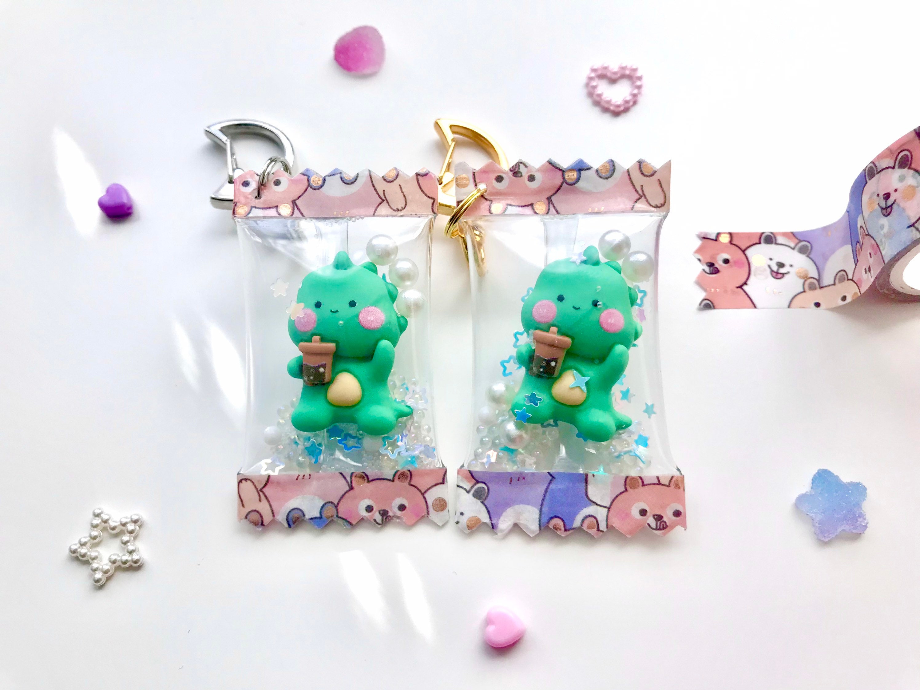 Dinosaur Drinking Boba Cute Kawaii Candy Shaker Charm | Etsy