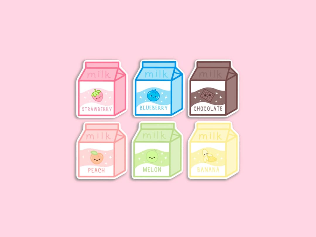 Sweet Carton Fruit Flavored Milk Sticker Set “sweet Milk” - Etsy