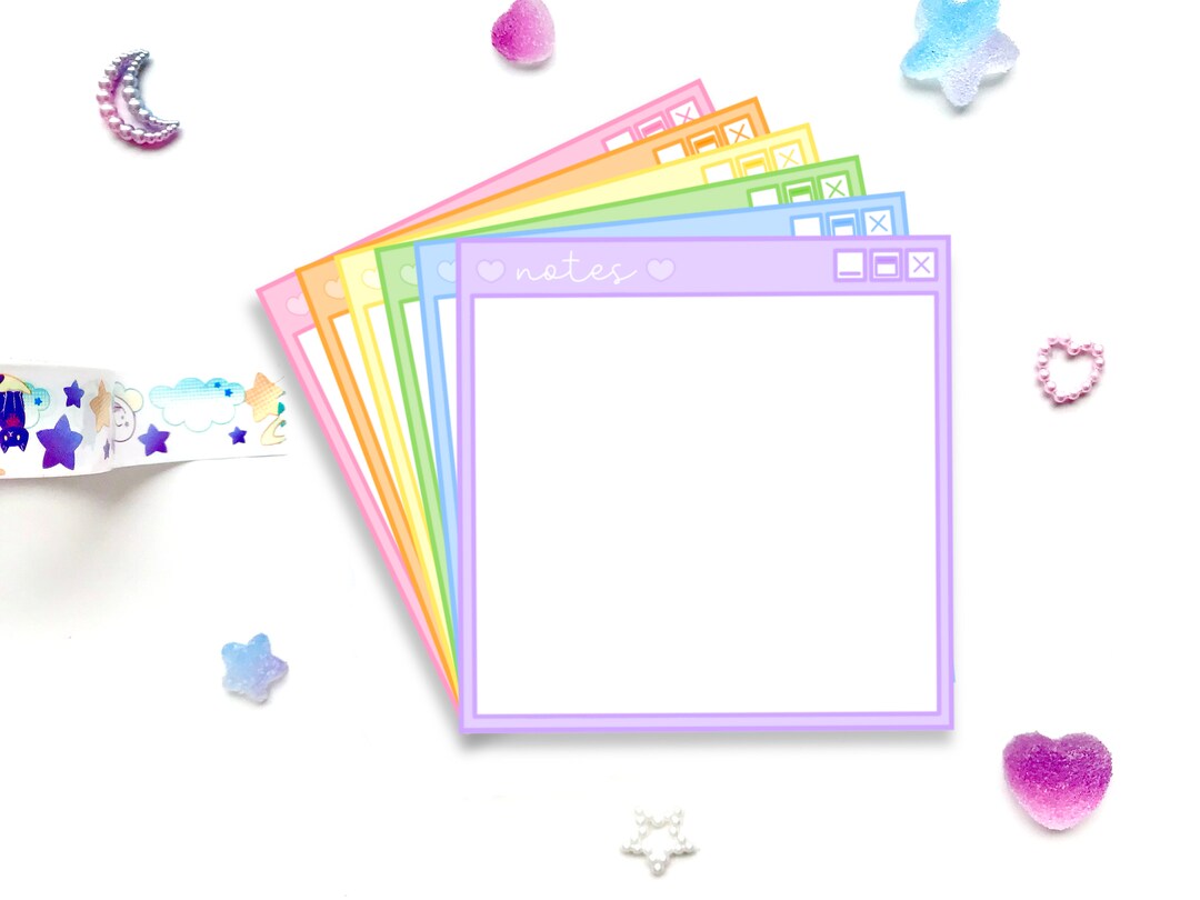 Rainbow Notes Windows Memo Pad - Etsy
