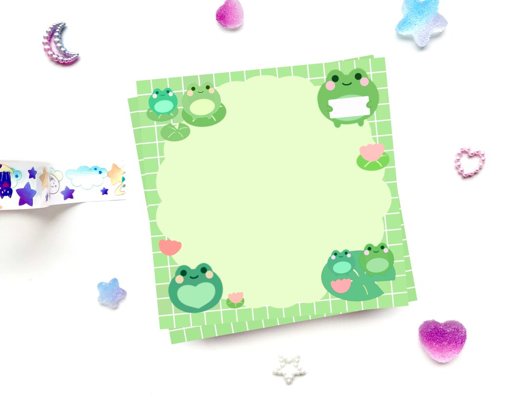 Frogs Lily Pads Cute Kawaii It's a Frogs Life Frog Memo Pad - Etsy
