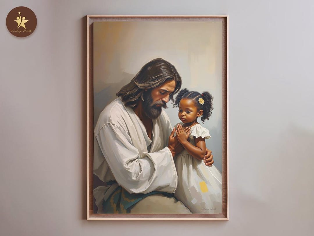 Jesus and a Little Child Praying - Jesus and Black Girl in Prayer ...