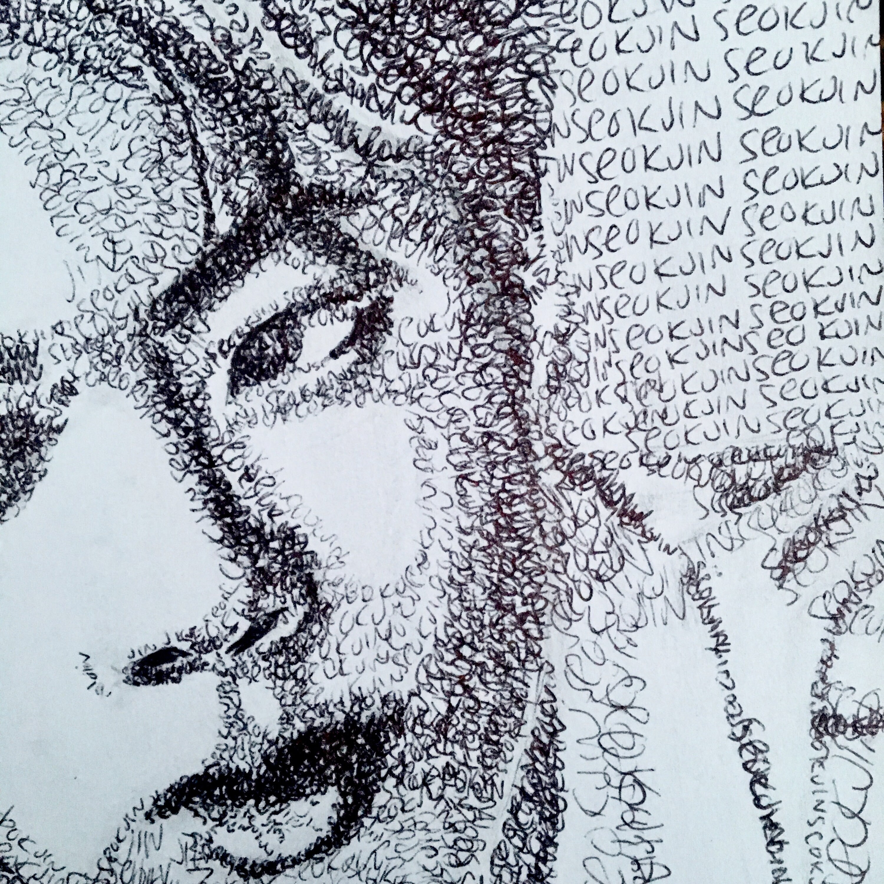 BTS Jin kim Seokjin Word Art Ink Drawing - Etsy