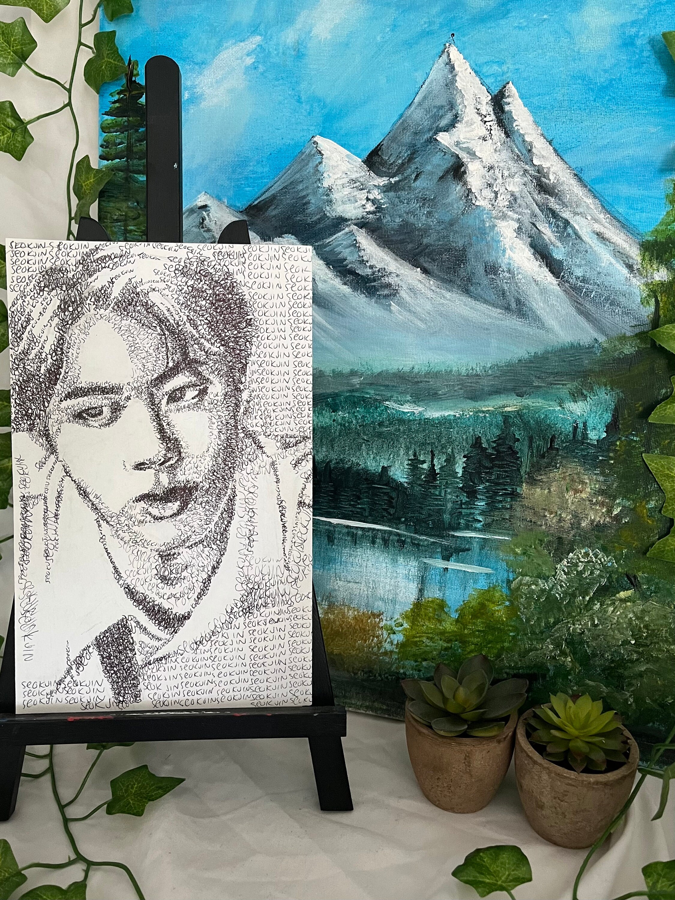 BTS Jin kim Seokjin Word Art Ink Drawing - Etsy