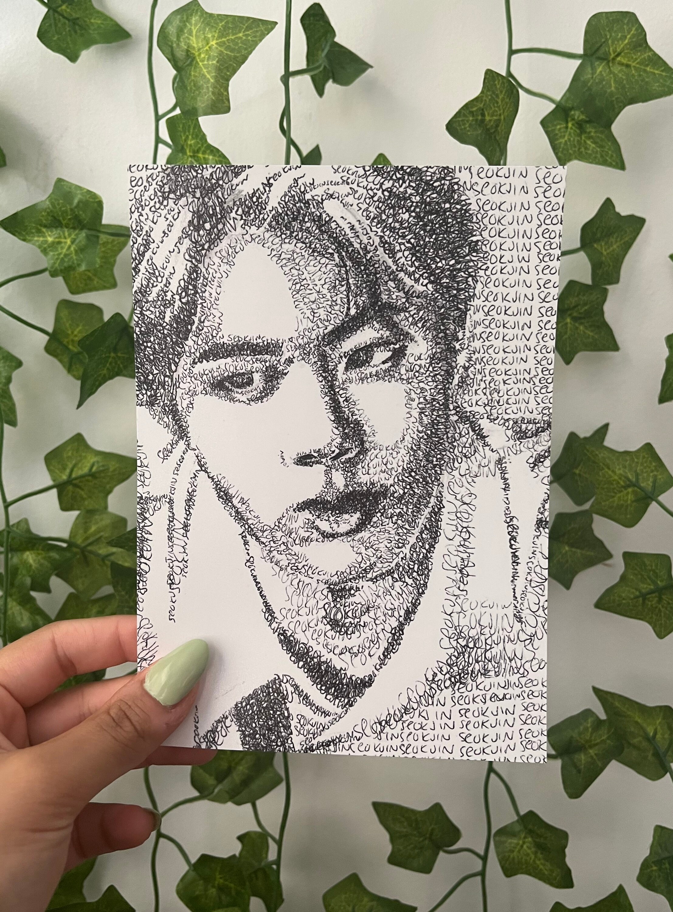 BTS Jin kim Seokjin Word Art Ink Drawing - Etsy