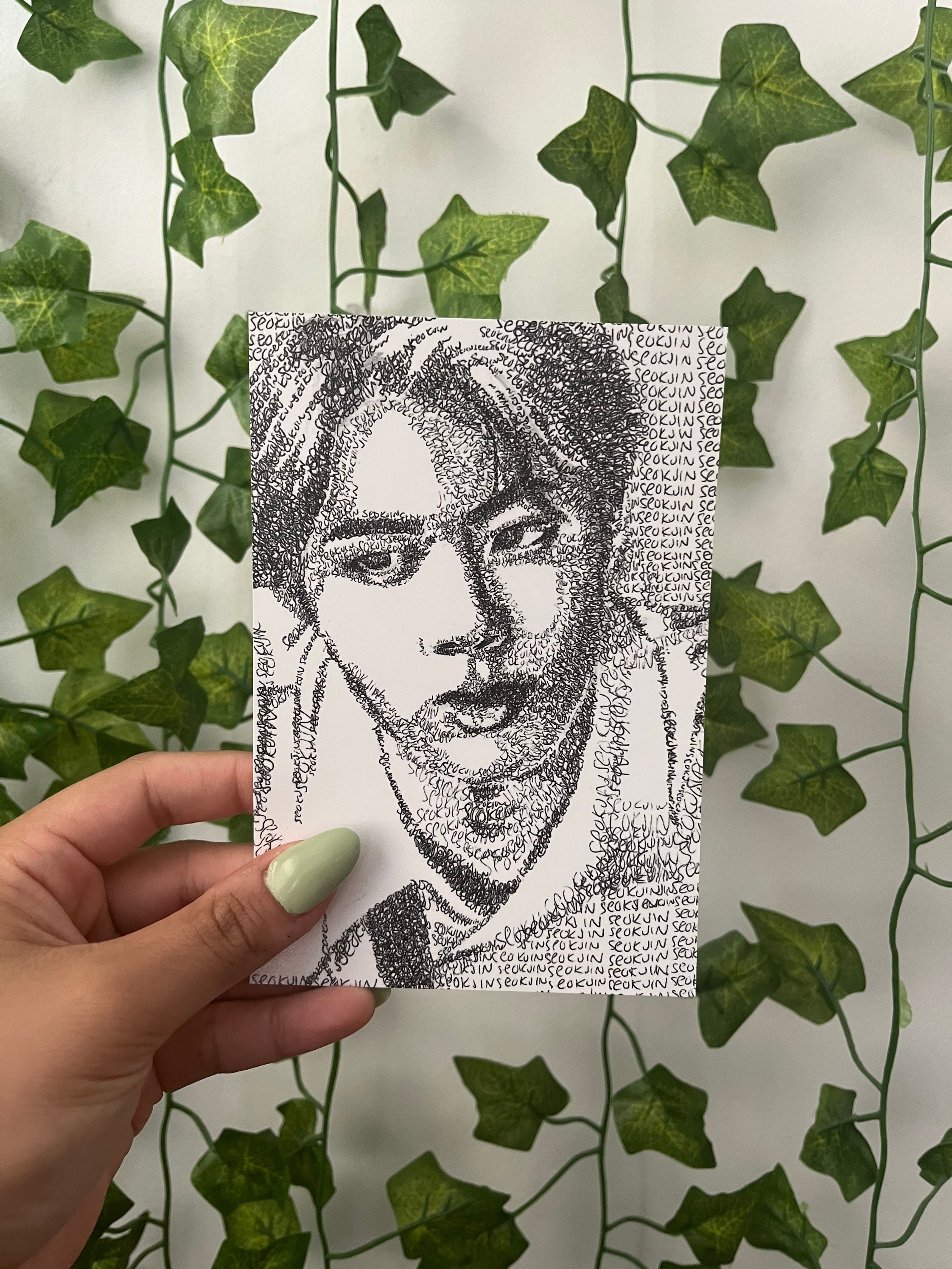 BTS Jin kim Seokjin Word Art Ink Drawing - Etsy