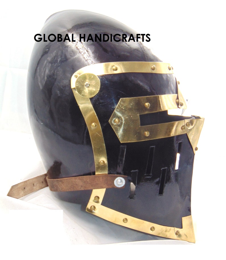 Medieval Templar Knight Helmet: Black & Brass Costume Armour - Etsy