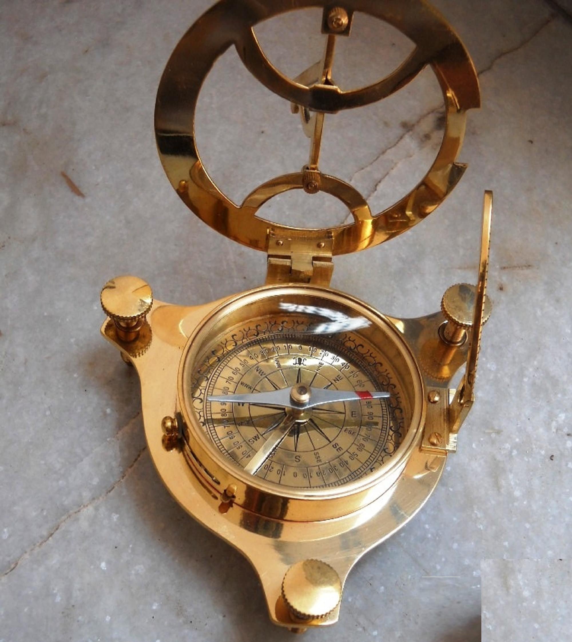Golden Brass Sundial Compass: Nautical Decor & Gift - 4" - Etsy