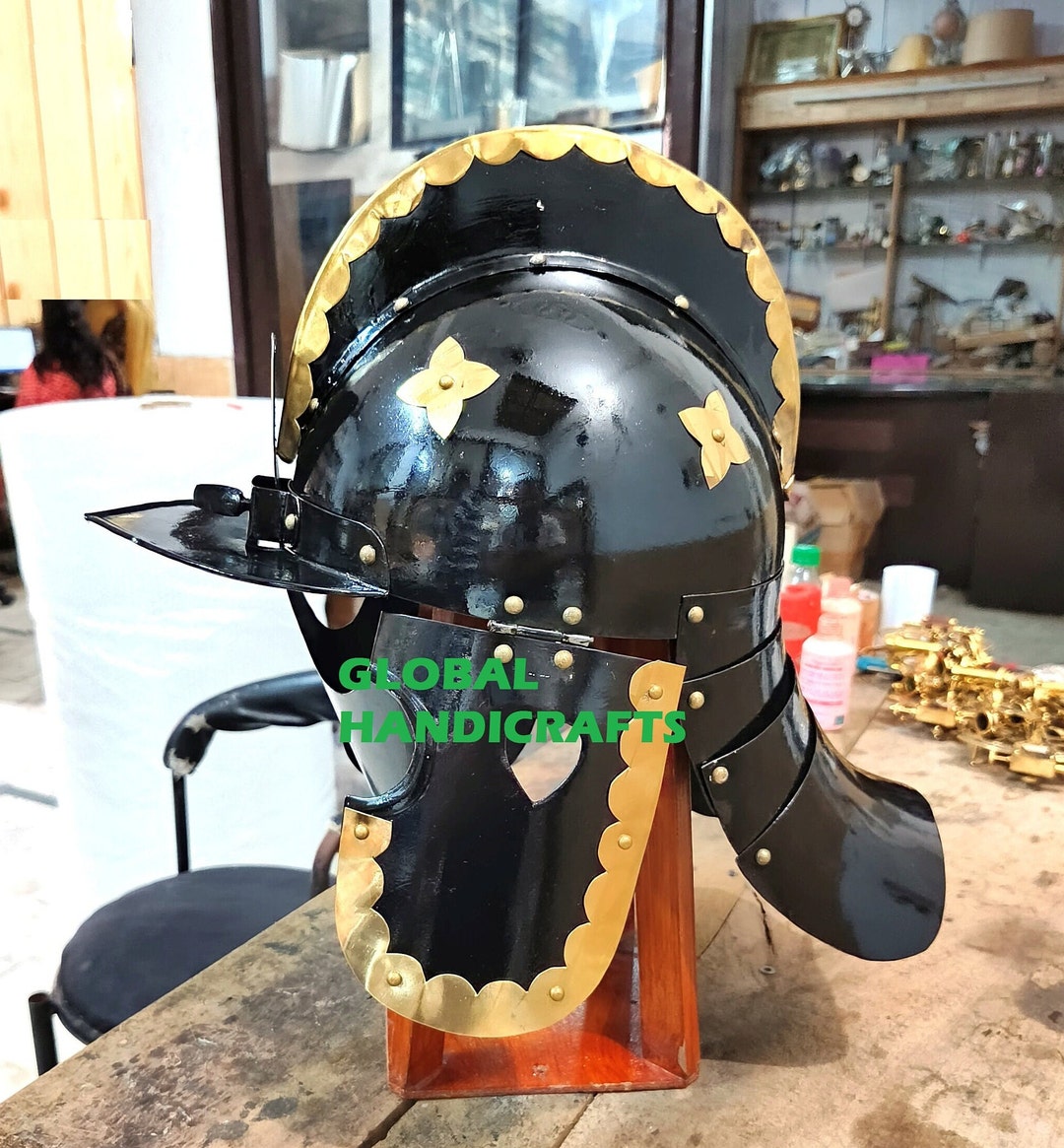 Black Hussar Armor Helmet: Medieval Steel & Brass Steampunk Replica - Etsy