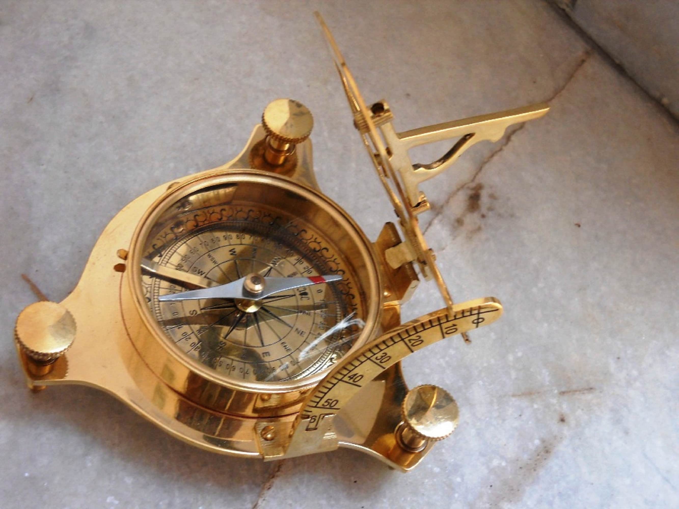Golden Brass Sundial Compass: Nautical Decor & Gift - 4" - Etsy