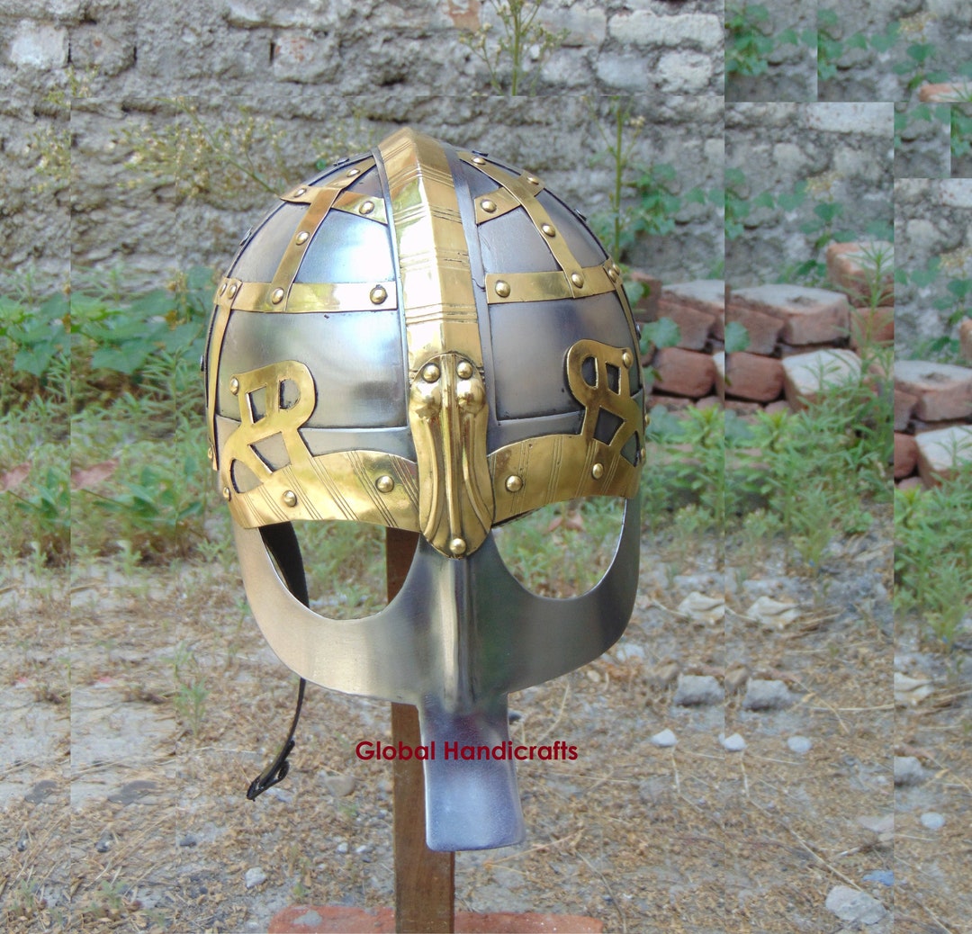 Medieval Silver and Brass Vintage Style Viking Spectacle Armor Designer ...
