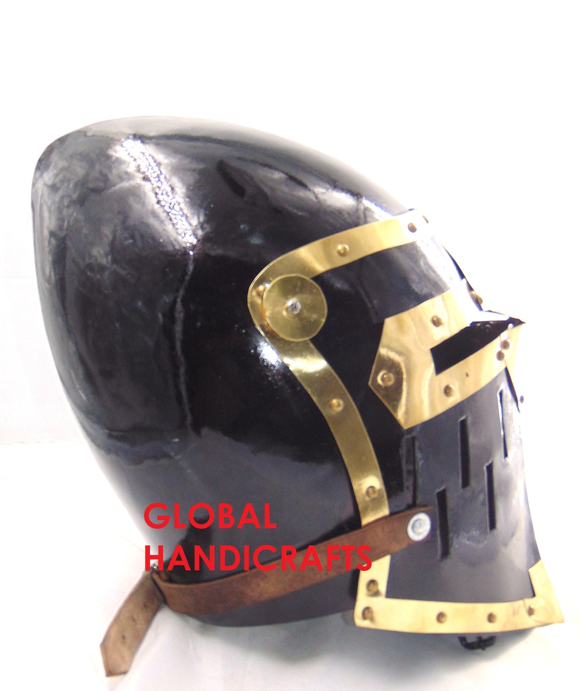 Medieval Templar Knight Helmet: Black & Brass Costume Armour - Etsy