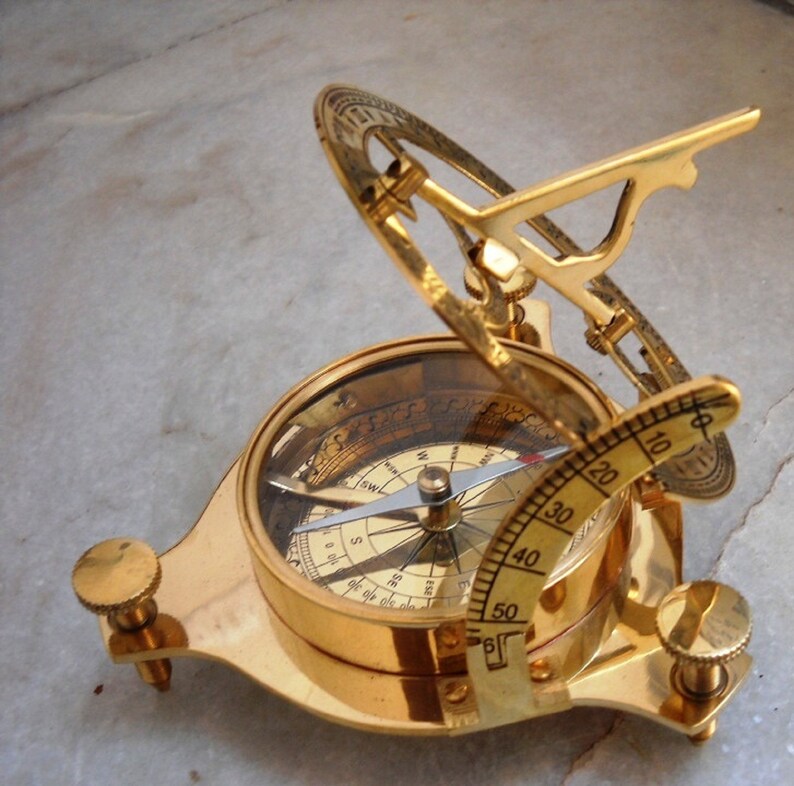 Nautical Sundial Compass - Nautical Golden Brass 4" Sundial Compass ...