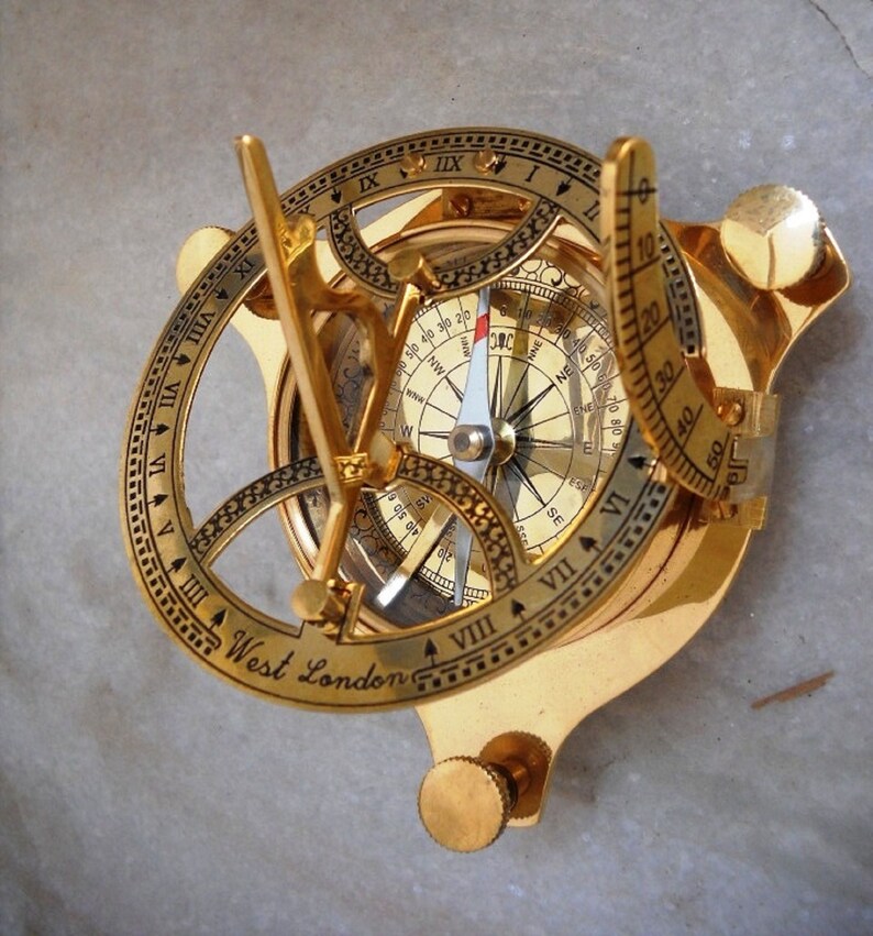 Golden Brass Sundial Compass: Nautical Decor & Gift - 4" - Etsy