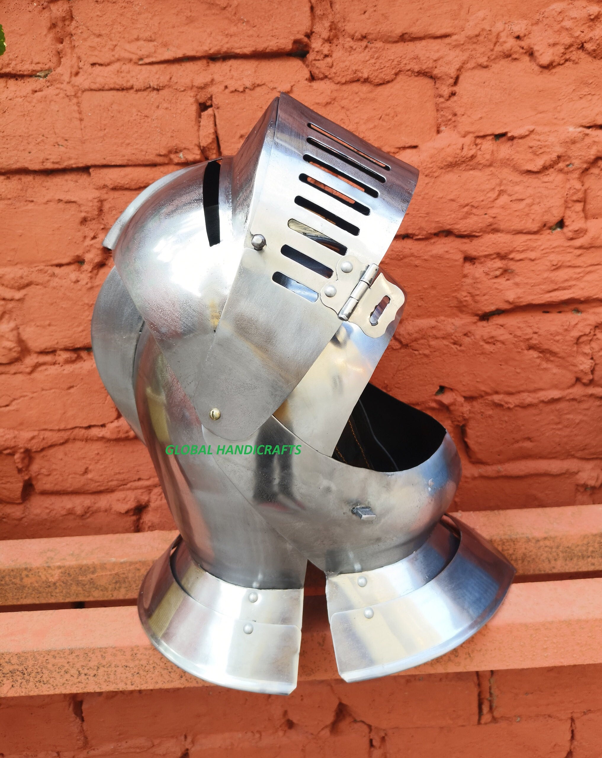 Medieval Knight European Closed Face Burgonet Armour Helmet Halloween ...