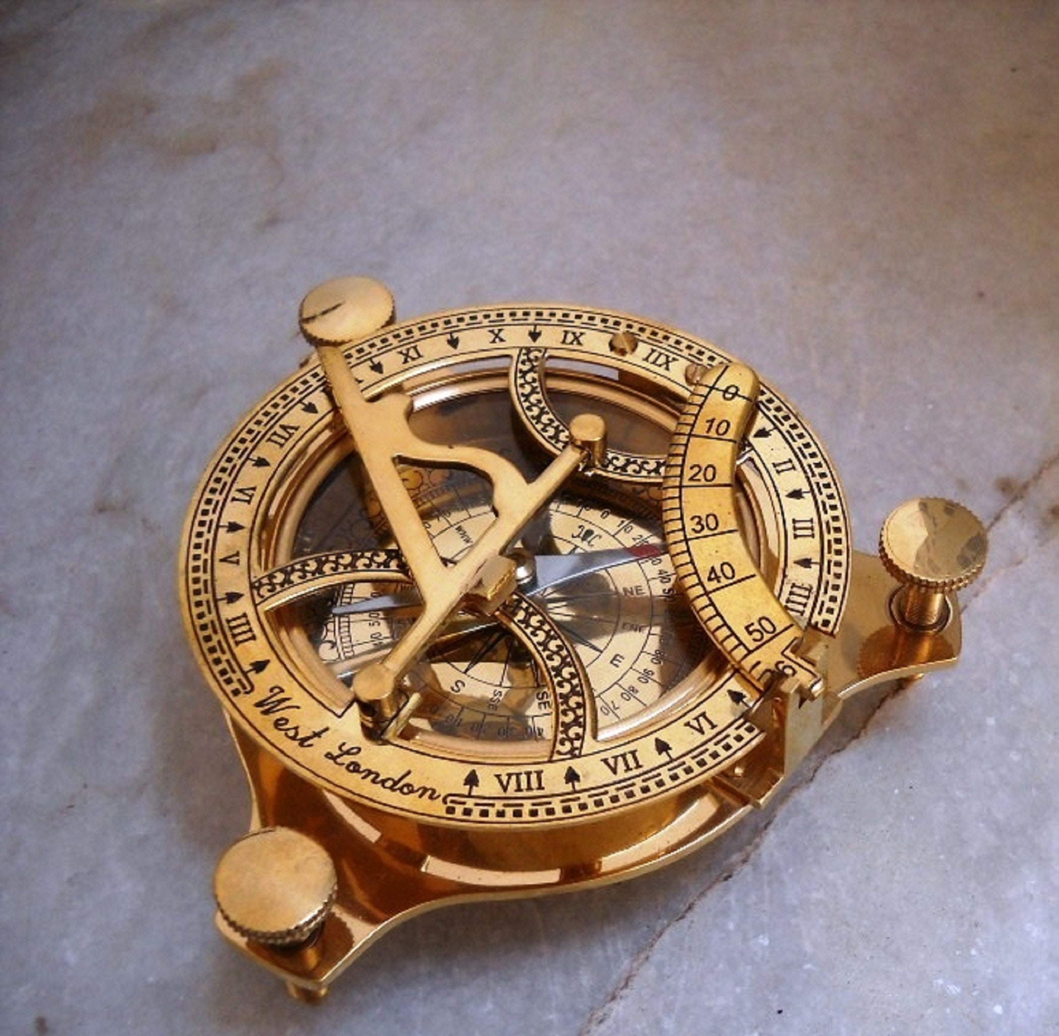 Golden Brass Sundial Compass: Nautical Decor & Gift - 4" - Etsy
