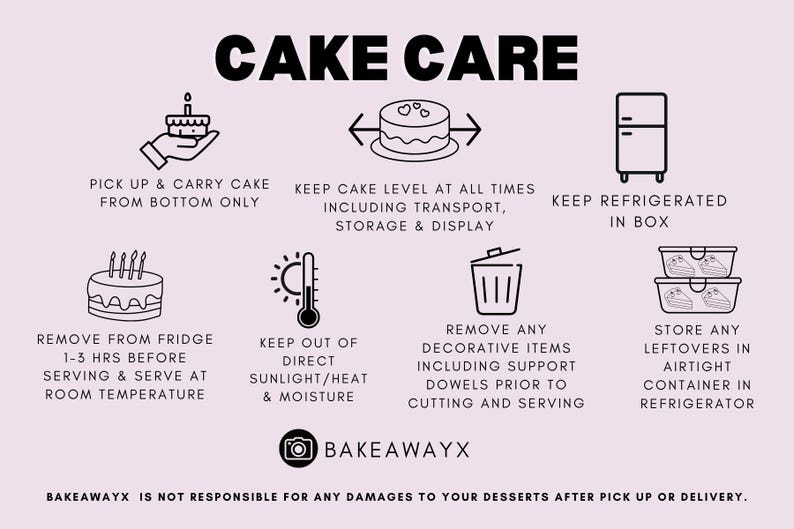 Cake Care Instructions Digital - Etsy