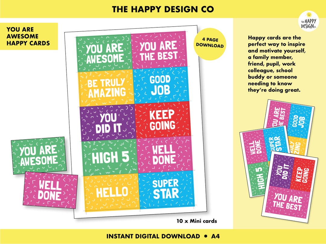 You Are Awesome Happy Cards, Motivational Cards, Positivity ...