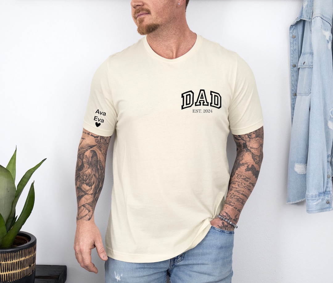 Personalized Dad Shirt With Kids Names, Custom Dad T Shirt, Est Date ...