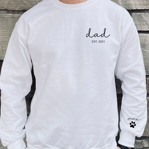 Dad Sweatshirt With Kids Names on Sleeve, New Dad EST Hoodie, Father's ...