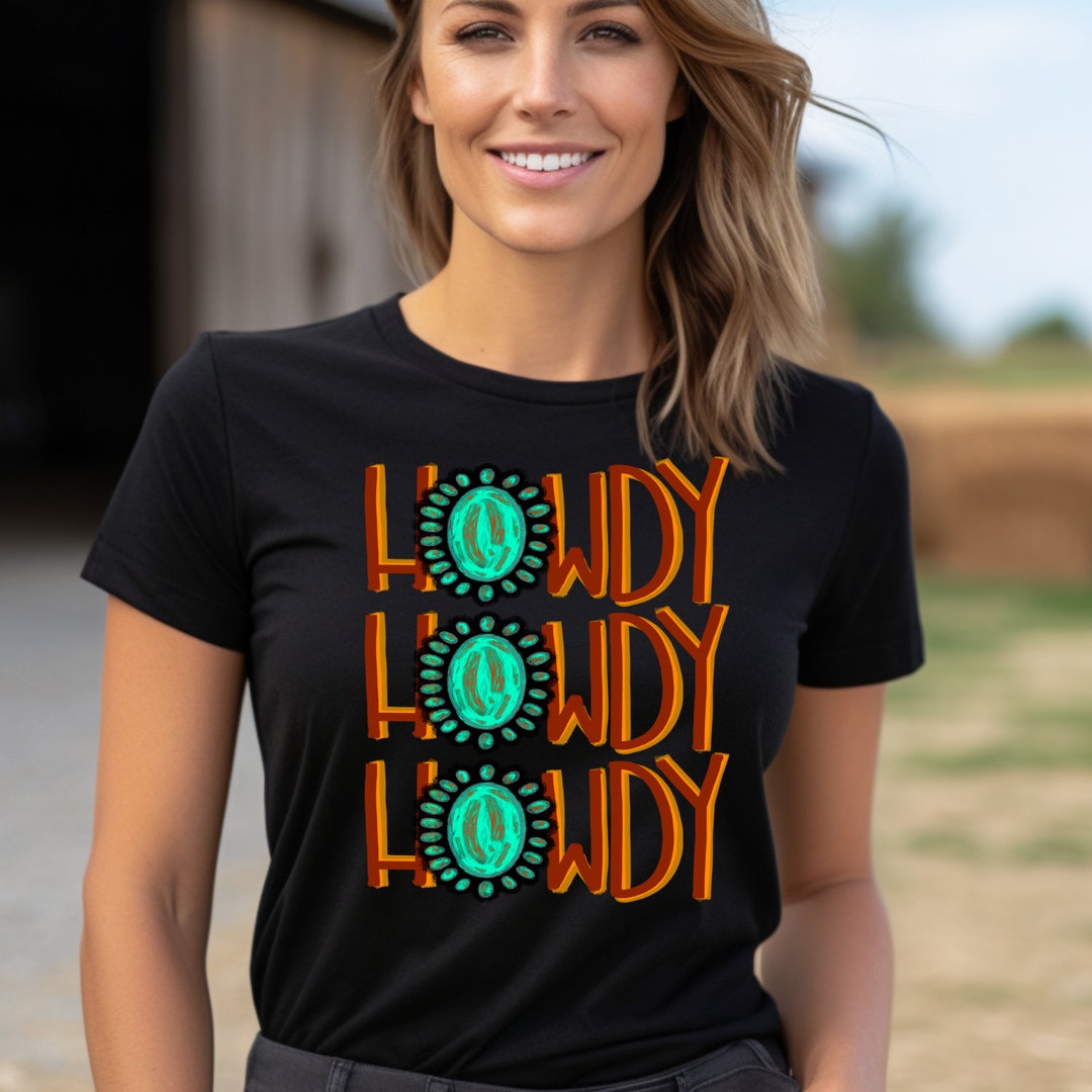Howdy Turquoise Western Graphic Tee - Etsy