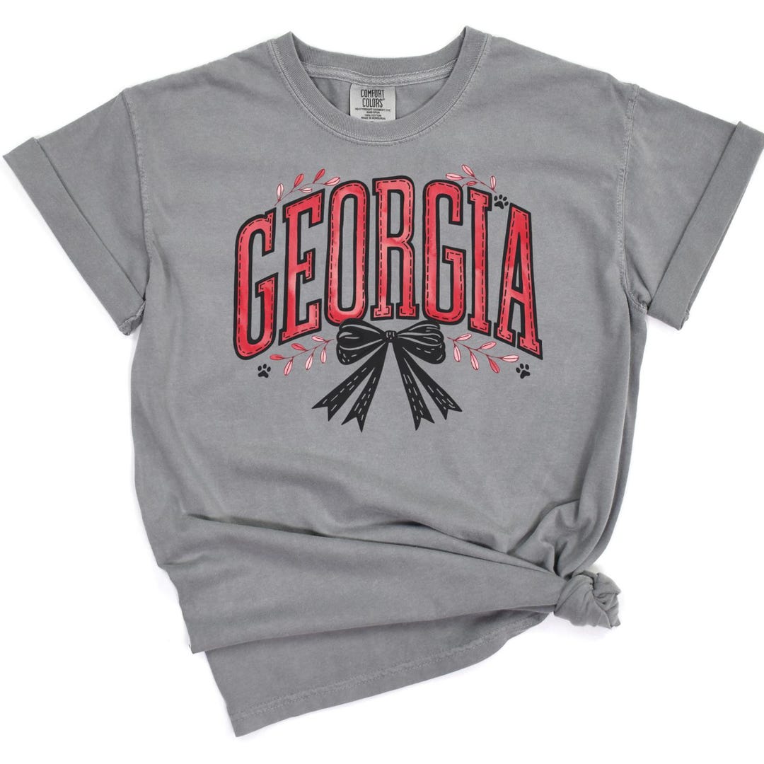 GEORGIA | Bow | Dawgs | Bulldogs | Comfort Colors | CC Graphic Tee - Etsy