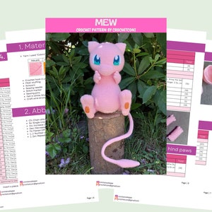 Mew Crochet Pattern. PDF Plushie Amigurumi Pattern in English & Español ...